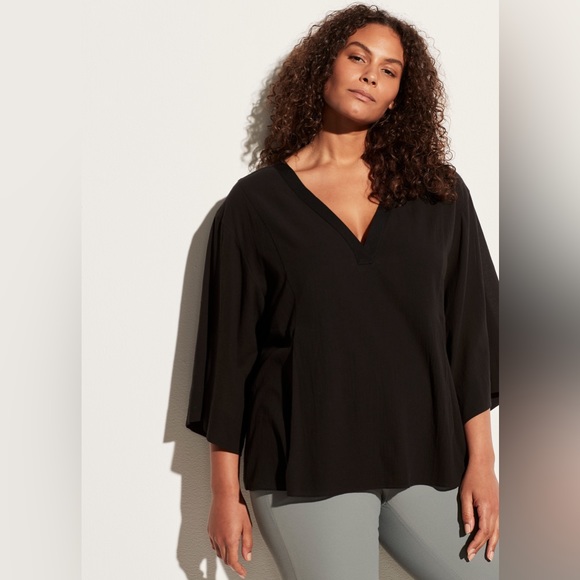 Vince | Tops | Vince Womens Rib Trim Double Vneck Long Sleeve Popover ...